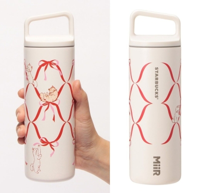 スタバ「バレンタイン2025」グッズ、ネコやハートを描いたボトル･マグカップを展開、1月15日から店頭販売 | 食品産業新聞社ニュースWEB